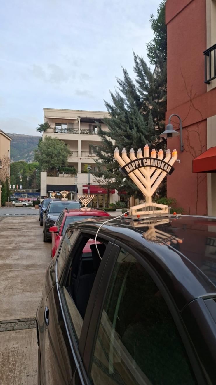 Mivtza Chanukah Lights Up the Streets of Montenegro - Chabadinfo.com