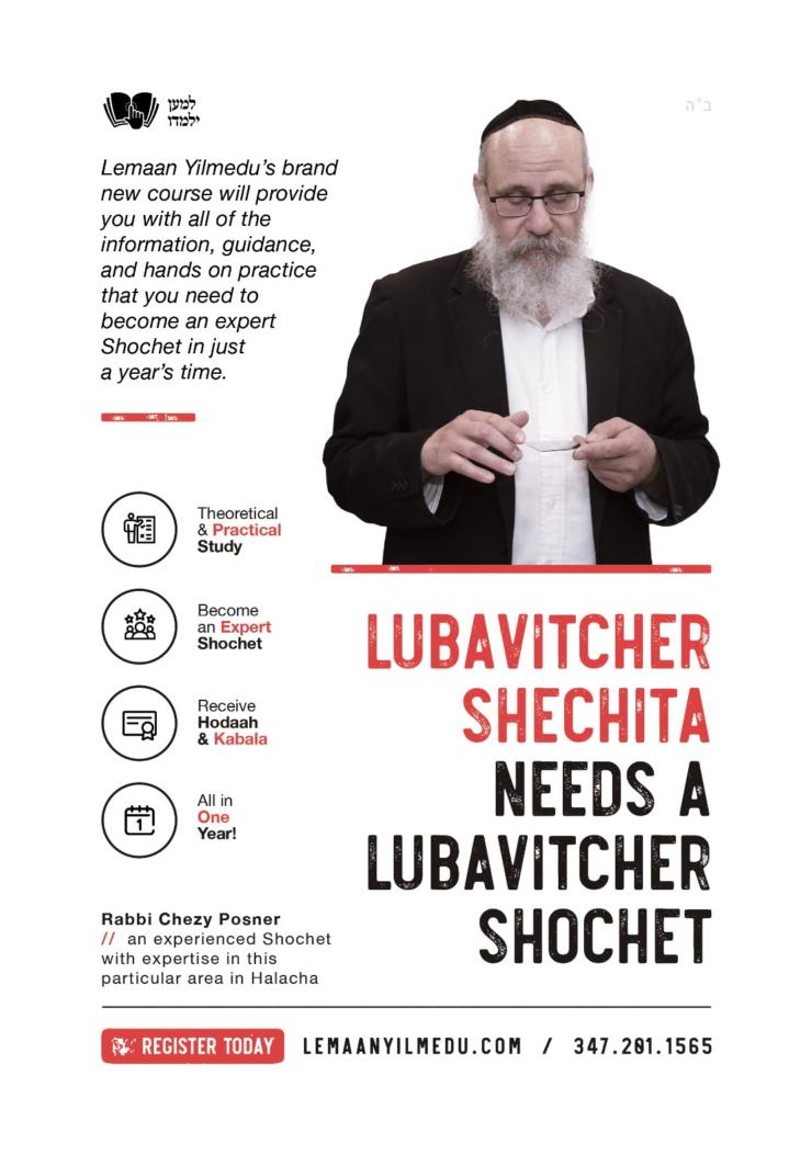 New Shechita Course by Lemaan Yilmedu - Chabadinfo.com